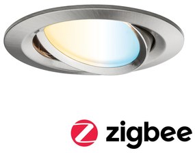 Paulmann 92961 ZigBee LED Nova Plus Coin, zapuštěná bodovka 1x6.5W se změnou teploty světla, kartáčovaný hliník