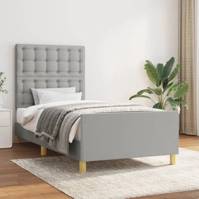 Rám postele s čelem světle šedý 90x200 cm textil 3125349