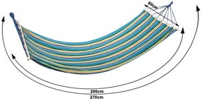 Verk Group Zahradní houpací síť vyztužená pruhovaným barevným dřevem houpačka 200 x 80