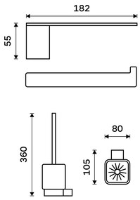 WC sada nástěnná - WC štětka a držák toaletního papíru NIMCO KIBO Ki set-94KN-26