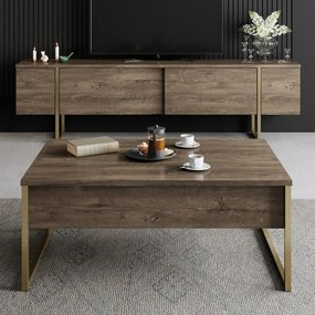 Konferenční stolek Luxe Walnut and Gold