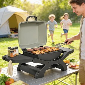 Outsunny stolní elektrický gril 2300W 23x71 cm přenosný elektrický gril s nepřilnavými grilovacími rošty, odkapávací miska