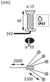 Paulmann 93694 Plug&Shine Micro Pen, rozšiřovací set šroubovacích svítidel do terasy 5x0,22W LED 3000K stmívatelné, IP67