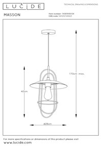 Lucide 74309/01/34 - Lustr na lanku MASSON 1xE27/40W/230V žlutá