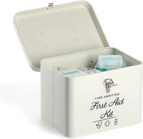 Zeller Present Plechová lékarnička, úložný box na léky, bílá FIRST AID KIT