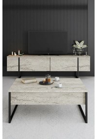 Konferenční stolek Luxe Travertine and Black