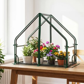 Costway Fóliový mini skleník se 2 rolovacími dveřmi, 92 × 50 × 85 cm