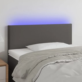 Čelo postele s LED šedé 80 x 5 x 78/88 cm umělá kůže 3121408