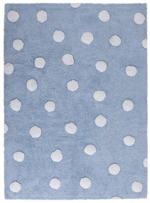 Bio koberec kusový, ručně tkaný Polka Dots Blue-White-120x160