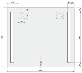 Mereo Mereo, Zrcadlo 80x70 cm s LED osvětlením, CN699