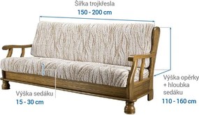 Bielastické potahy UNIVERSO NOVÉ žíhané béžové trojkřeslo s dřevěnými rukojeťmi (š. 150 - 200 cm)