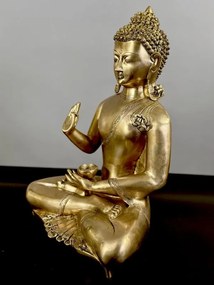 Kovová soška Buddha 49 cm (15 kg) – odlitek z Radžastánu, Indie