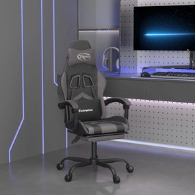 Herní židle s podnožkou černá a šedá umělá kůže 3143906