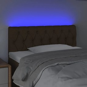 Čelo postele s LED tmavě hnědé 100 x 7 x 78/88 cm textil 3121941
