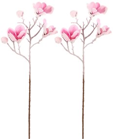 Sada umělé řezané Magnolie, 2 ks, růžová se zasněžením, 65 cm