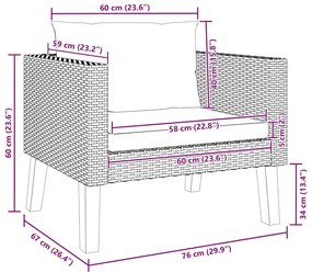 vidaXL Marketos Zahradní křeslo s poduškami polyratan černé