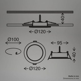 BRI 3945034 Fungo vestavné bodové svítidlo 100mm 3ks sada - 7W, 700lm, LED, stmívatelné, IP65, matný chrom - BRILONER