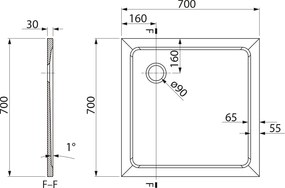 Aqualine Aqualine, TECMI vanička z litého mramoru, čtverec 70x70cm, bílá, PQ007