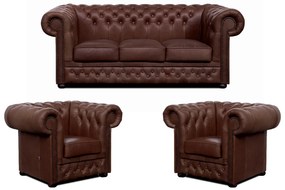 FN Sedací souprava Chesterfield Lord 3+1+1 kůže hnědá