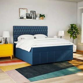 Box spring postel s matrací modrá 200x200 cm textil 3291788