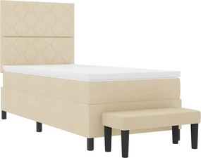 Postel s boxspringem s čelo Krémová 100 x 200 cm textil 3344126