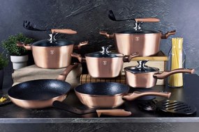 BERLINGERHAUS Sada nádobí s mramorovým povrchem 10 ks Rosegold Metallic Line BH-1220