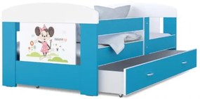Dětská postel 180 x 80 cm FILIP MODRÁ vzor MINIE Rozměry postele: 180x80 cm