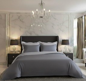 Saténové povlečení LUXURY COLLECTION tmavě šedé/světle šedé - 1x 240/200, 2x 70/90cm
