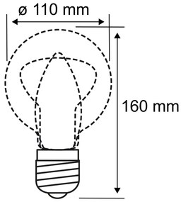Paulmann 29087 Zyl Spiral, černá dekorativní drátěná žárovka E27 4,2W 1800K, průměr 11cm