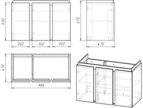 Lavedo Black Wood 100 koupelnová skříňka s umyvadlem z litého mramoru
