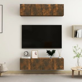 Nástěnné TV skříňky 4 ks kouřový dub 60 x 30 x 30 cm kompozit 3120203