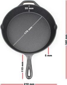 Litinová pánev Wiltec – 20 cm, černá (62955)
