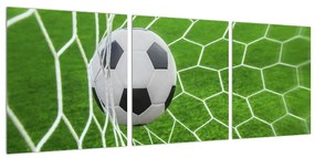 Obraz fotbalového míče v síti (90x30 cm)