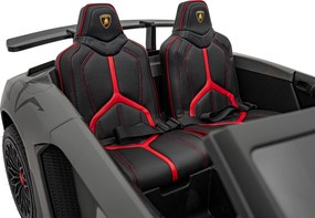 Ramiz Elektrické auto Lamborghini Aventador SV pro 2 děti Šedé + Bezkartáčový motor + Nafukovací kola + LED audio