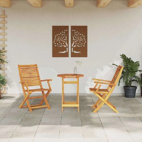 Skladací bistro sada 3 ks Hnědá Masivní akátové dřevo 3375693