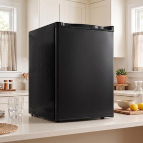 HOMCOM malá lednička 72,5 l s mrazákem, nastavitelný termostat, výměnné dveře, 43 dB, černá