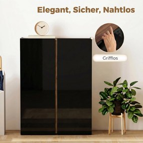 Skříňka na boty HOMCOM s bezpečnými soft‑close dveřmi, 6 polic, až 18 párů, bezúchytový design, vysoce lesklá černá