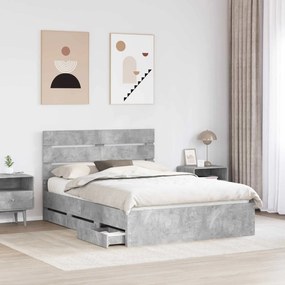 Rám postele s čelo Betonově šedá 140 x 200 cm Inženýrské dřevo 3411830
