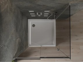Mexen Omega, sprchový kout s posuvnými dveřmi 100 (dveře) x 100 (stěna) cm, 8mm šedé sklo, chromový profil + slim sprchová vanička bílá + chromový sifon, 825-100-100-01-40-4010