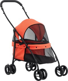 Skládací kočárek pro psy PawHut pro malé psy s síťovými okny, pratelný polštář, bezpečnostní popruhy, ocelový rám, nosnost 15 kg, červený | Aosom