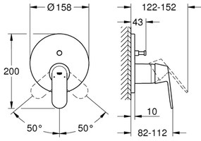 GROHE 24045000 - Baterie s dvousměrným přepínačem EUROSMART lesklý chrom
