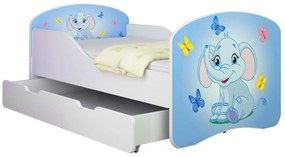 Dětská postel - Modrý sloník 160x80 cm + šuplík