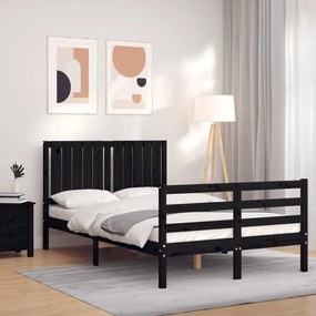 Rám postele s čelem černý 120 x 200 cm masivní dřevo,  3194765