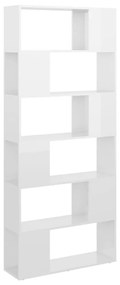 Petromila Knihovna/dělicí stěna bílá lesklá 80x24x186 cm kompozitní dřevo