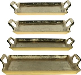 Zlatý kovový servírovací podnos s uchy Tray Raw M - 25*13*5cm