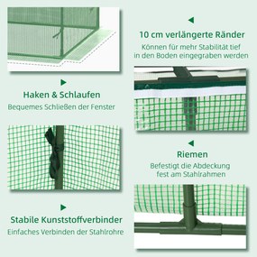 Outsunny polytunelový skleník s oknem Skleník na rajčata Studený rám 180 x 90 x 70 cm Zelený | Aosom