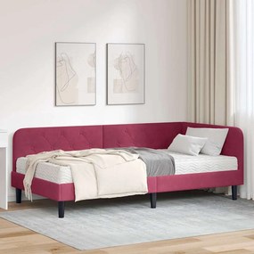 Rohový rám postele Víno Červené 90 x 200 cm samet 3394158