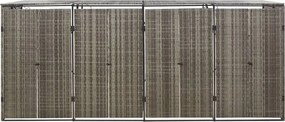 Přístřešek na čtyři popelnice šedý 274 x 80 x 117 cm polyratan 319867