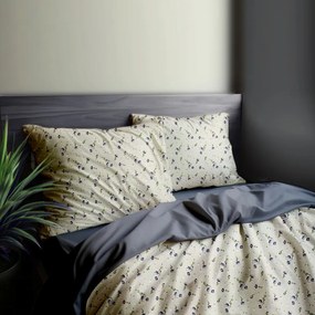 Ervi Bavlněné povlečení oboustranné - Fialová jemná louka/šedé