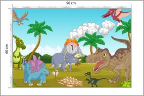 Fototapeta Barevní Dinosauři A Sopka Vliesová tapeta 315x210